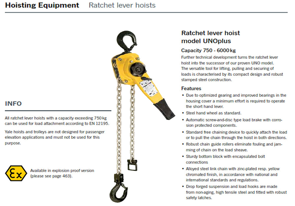 Lever Hoist Yale Uno plus – C & C Lifting Ltd